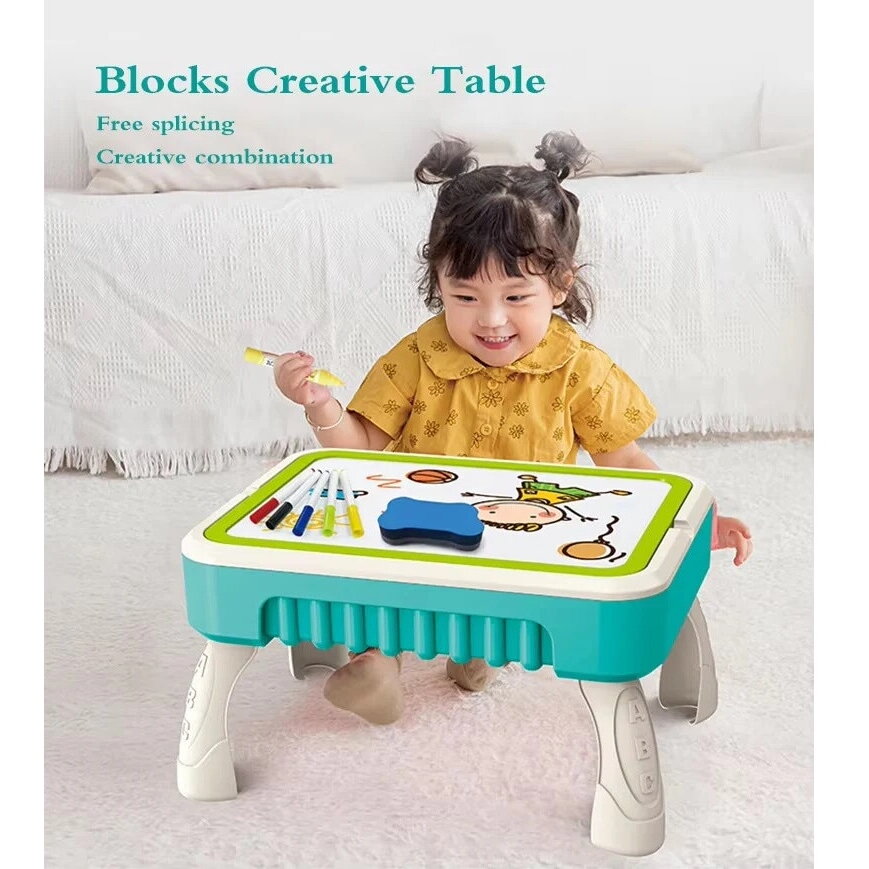 Masuta de joaca pentru copii, Multifunctionala 2 in 1, Tabla de Colorat ...